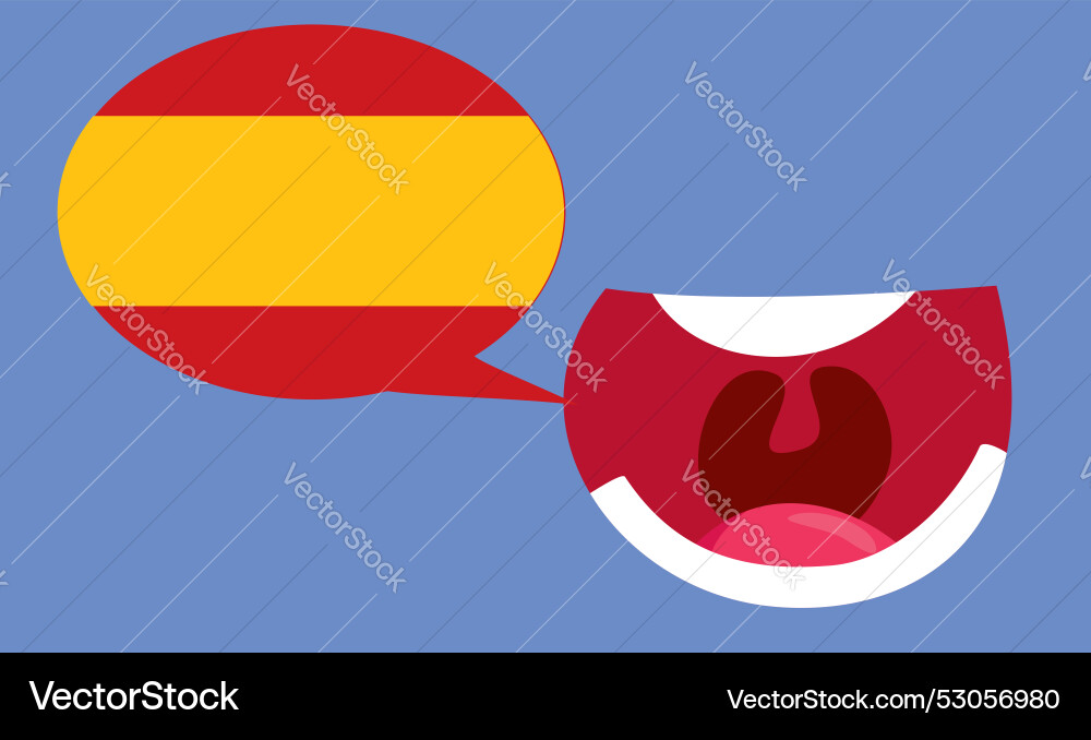 Mouth speaking spanish language cartoon Royalty Free Vector