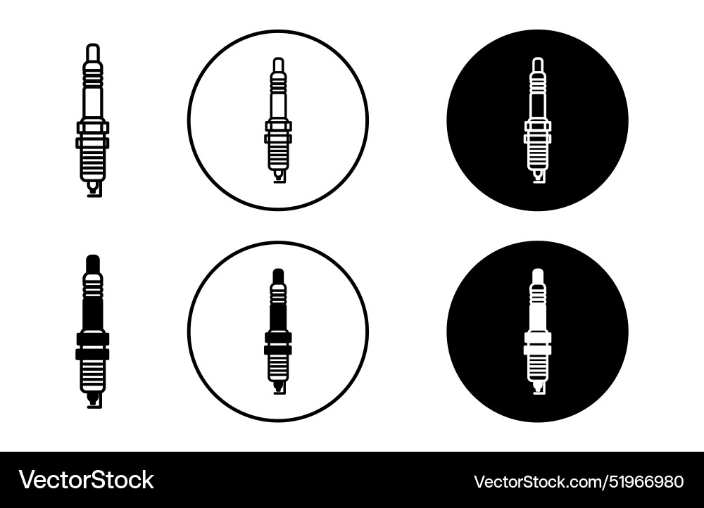 Spark plug flat line icon set spark plug thin line