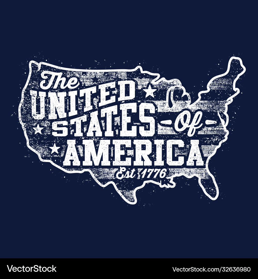 Typography map - united states america Royalty Free Vector