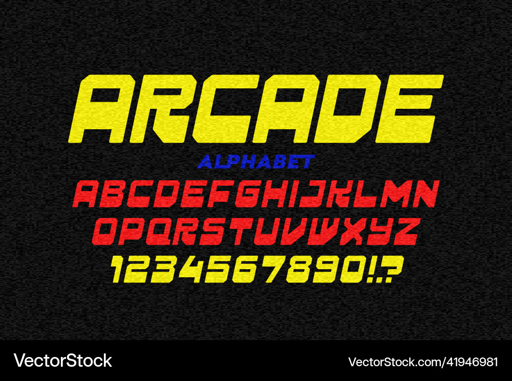 Arcade game retro style font Royalty Free Vector Image