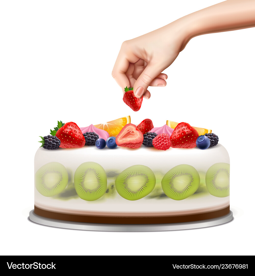 Birthday cake realistic image Royalty Free Vector Image