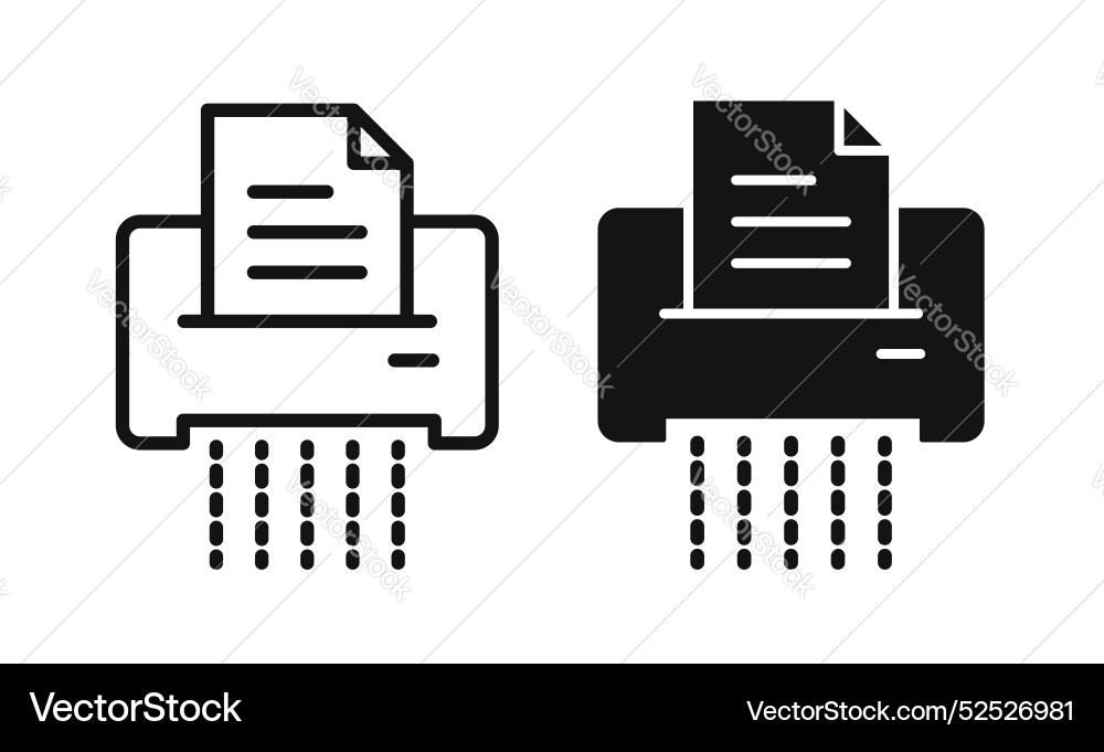 Document shredder thin line icon set Royalty Free Vector