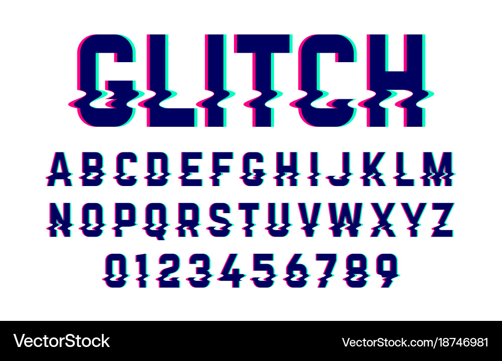 Glitch font Royalty Free Vector Image - VectorStock