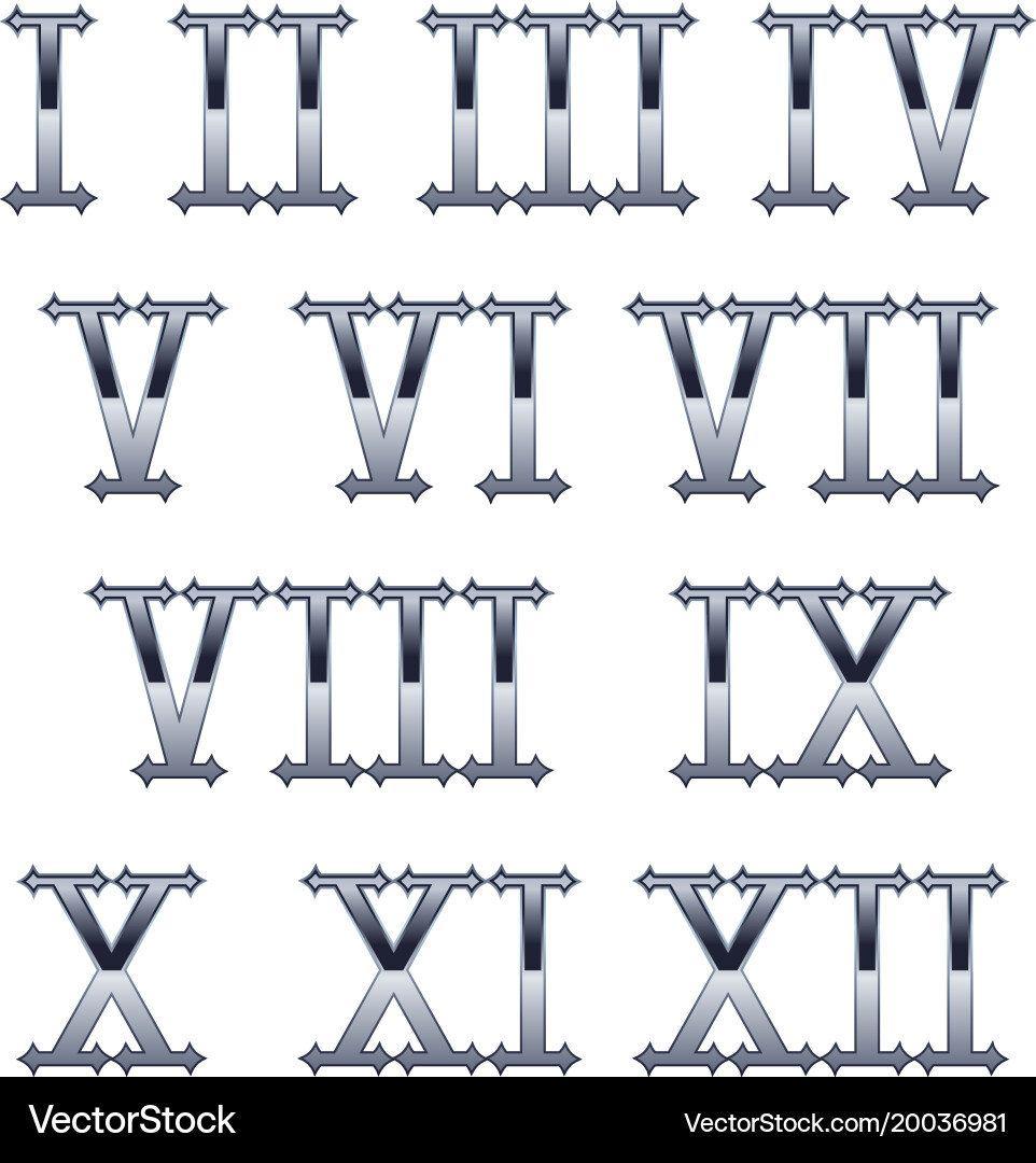 Gothic Roman Numerals Metal Numbers Royalty Free Vector