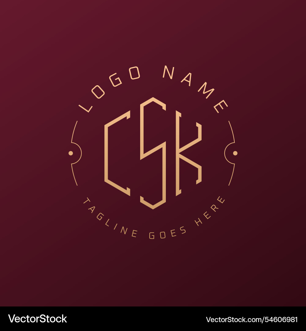 Luxury csk logo design elegant letter Royalty Free Vector