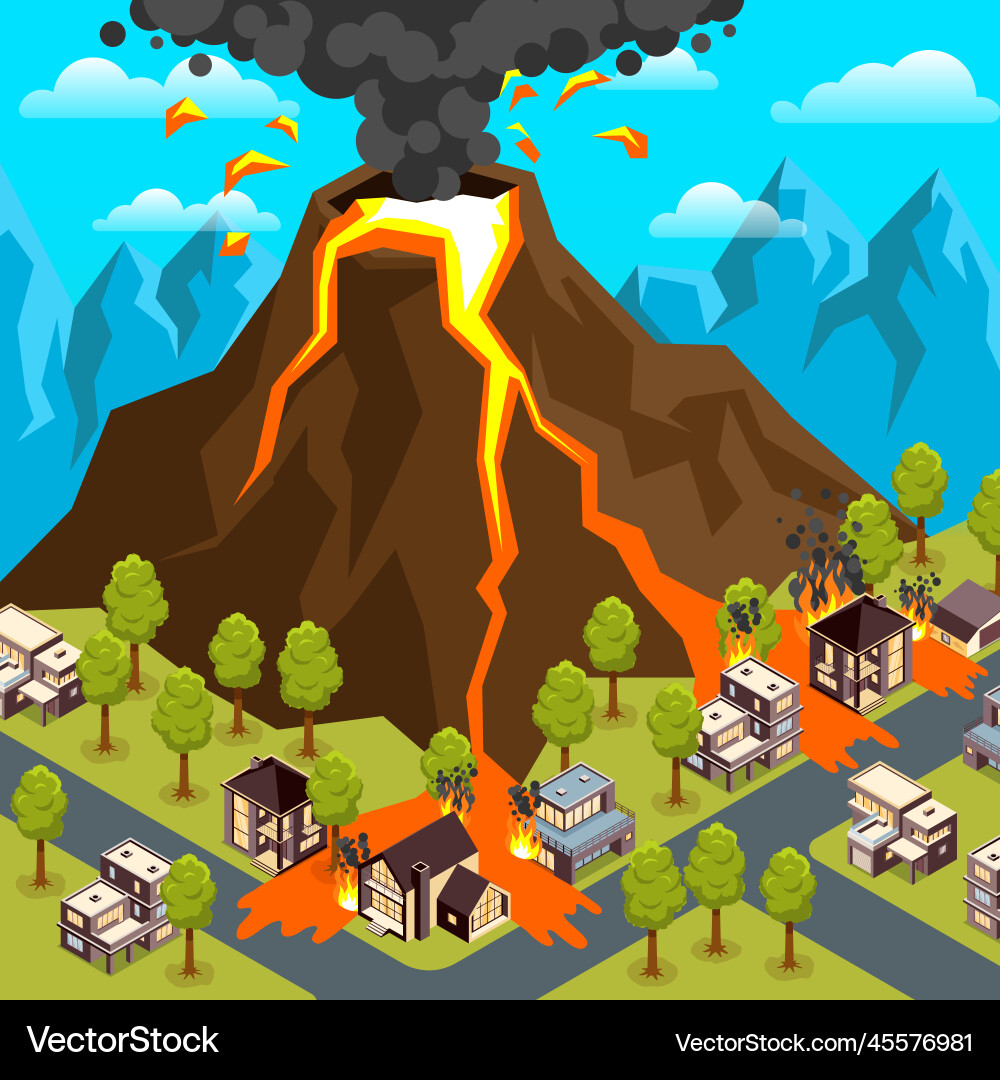Natural disaster eruption Royalty Free Vector Image