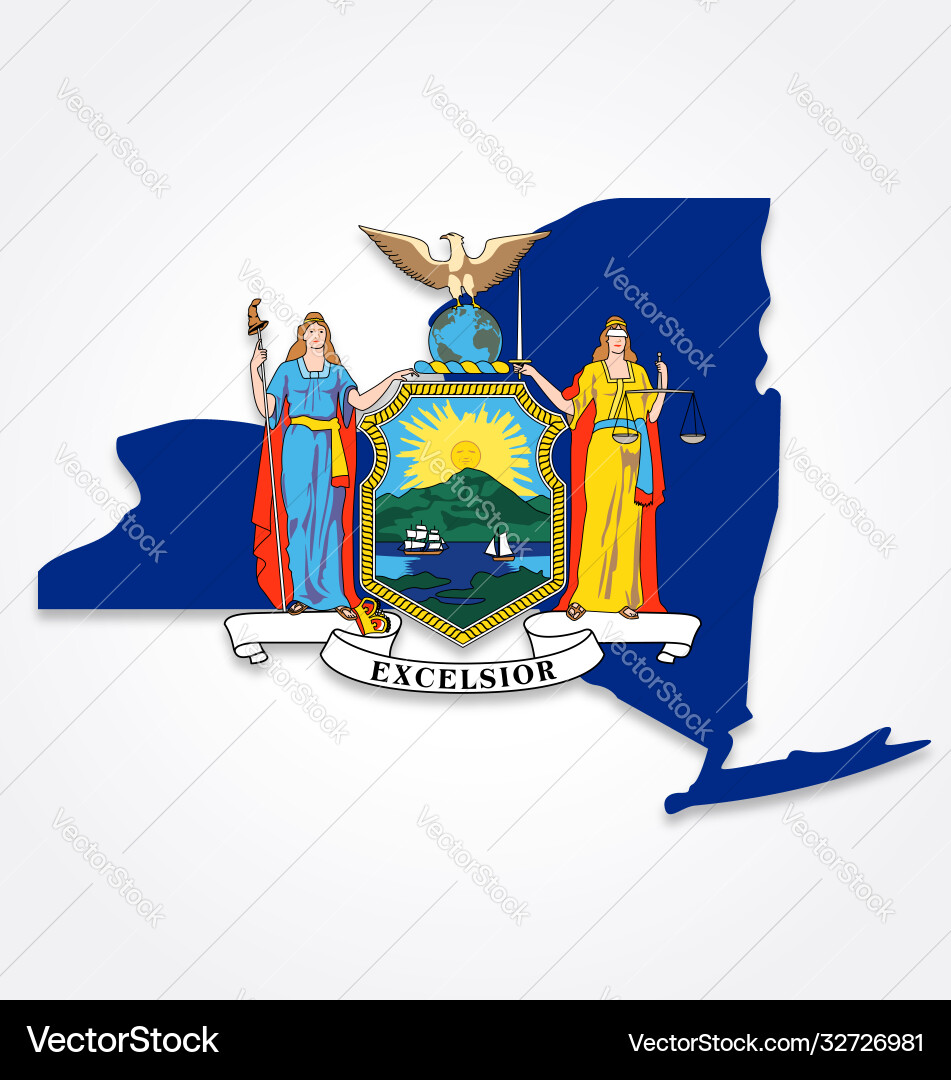 New york ny state flag map shape Royalty Free Vector Image