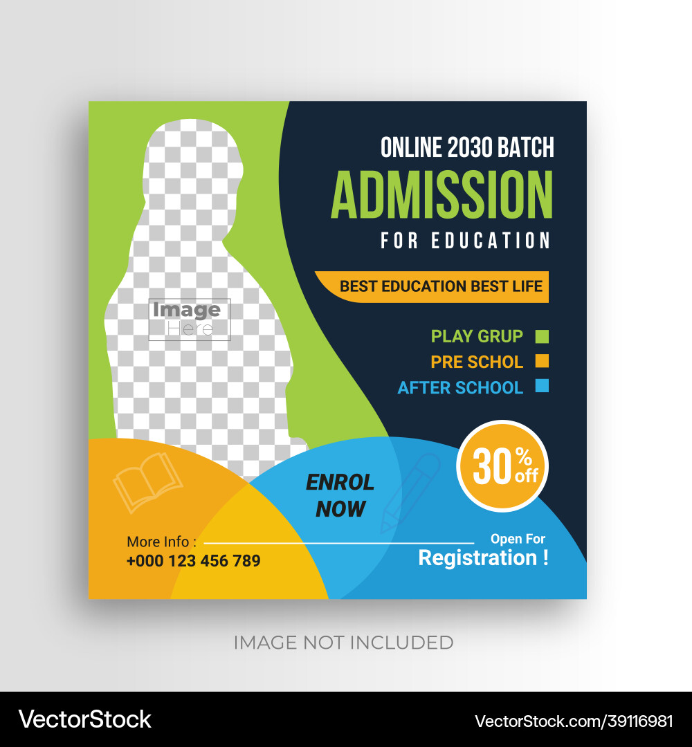 School education social media post template Vector Image