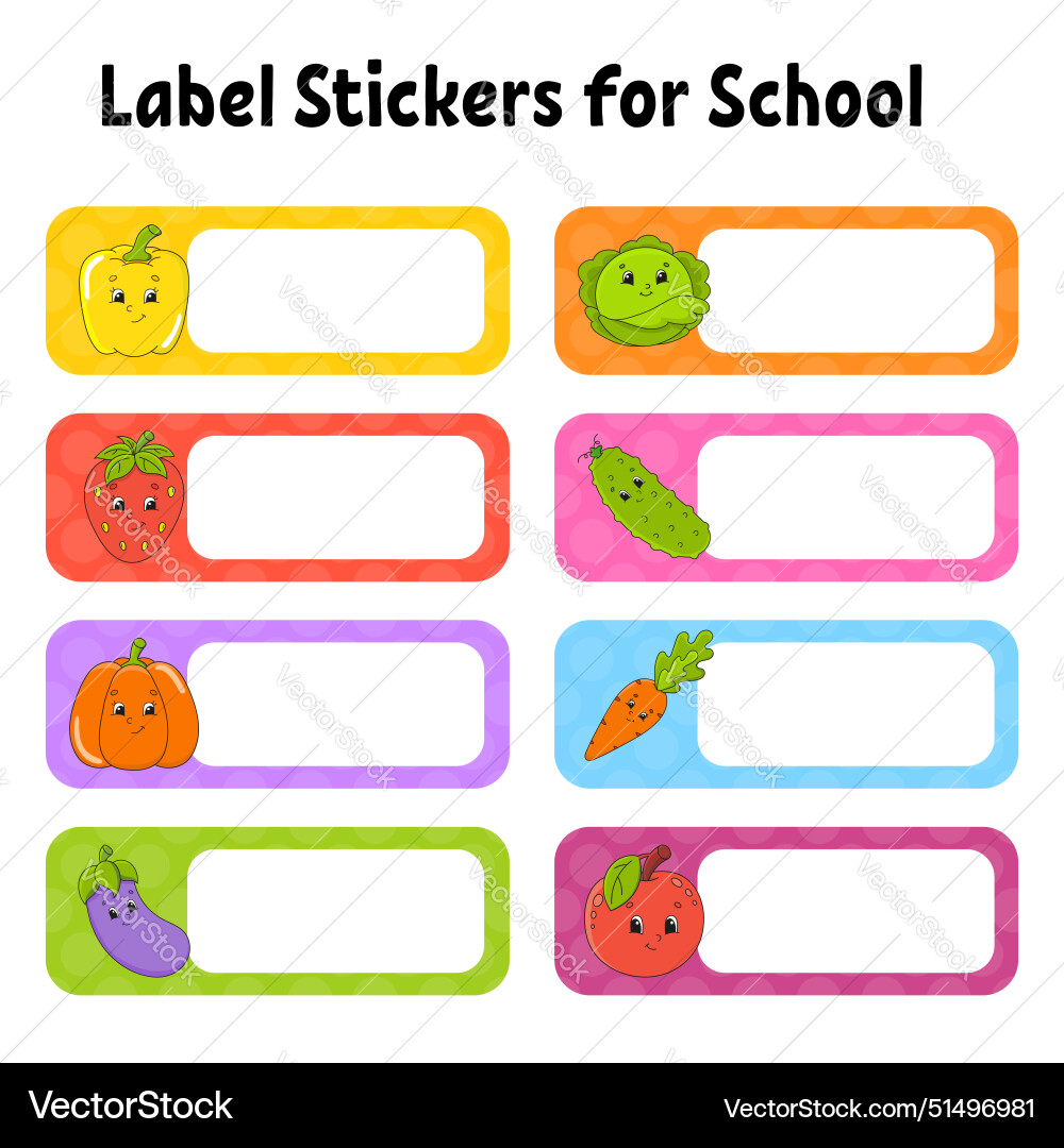 School name label bright stickers rectangular Vector Image