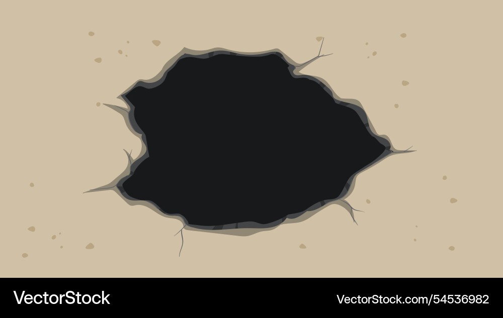 A large dark hole with cracked edges Royalty Free Vector