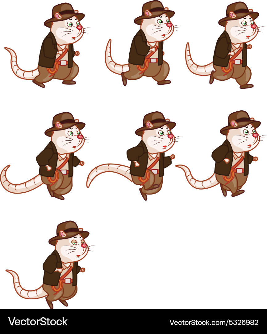 Adventurer rat running sprite Royalty Free Vector Image