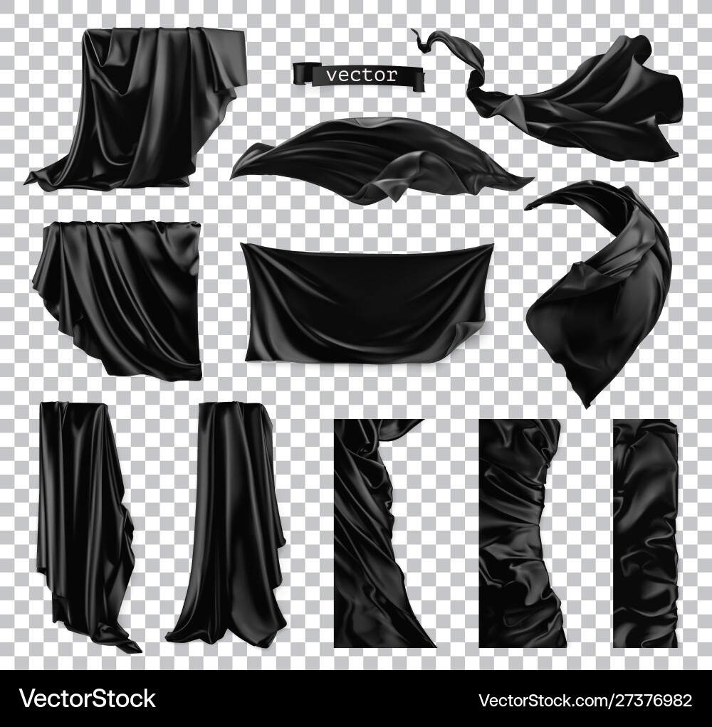 Black curtain image drapery fabric 3d realistic Vector Image