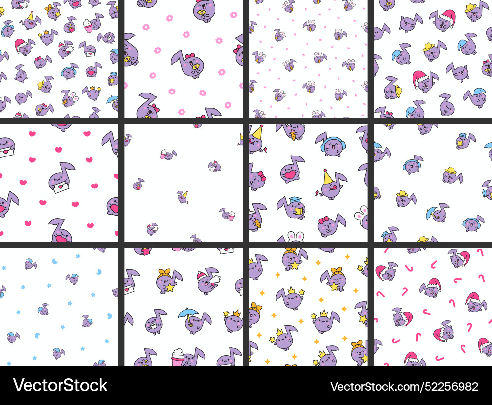 Cute little music note character seamless Vector Image