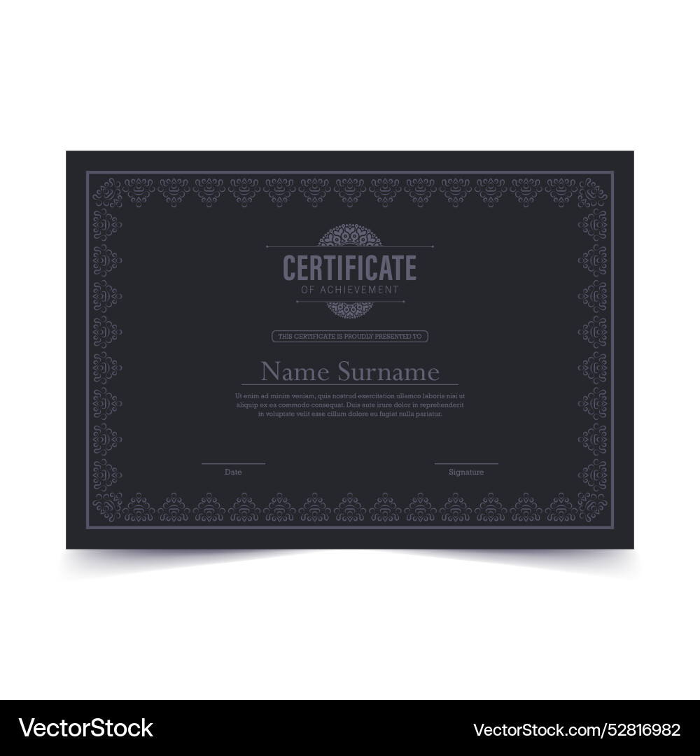Dark classic certificate award template Royalty Free Vector