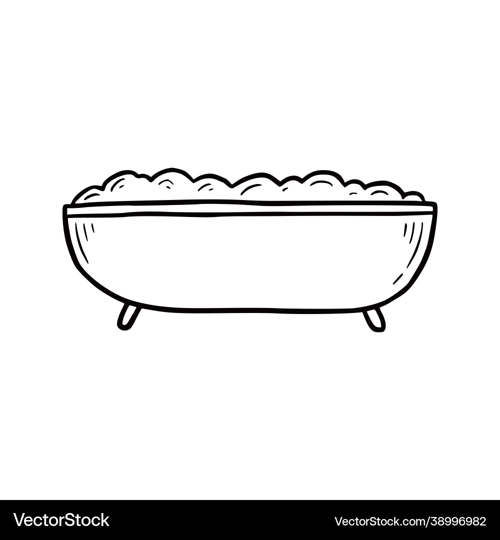 Hand drawn bath with foam water Royalty Free Vector Image