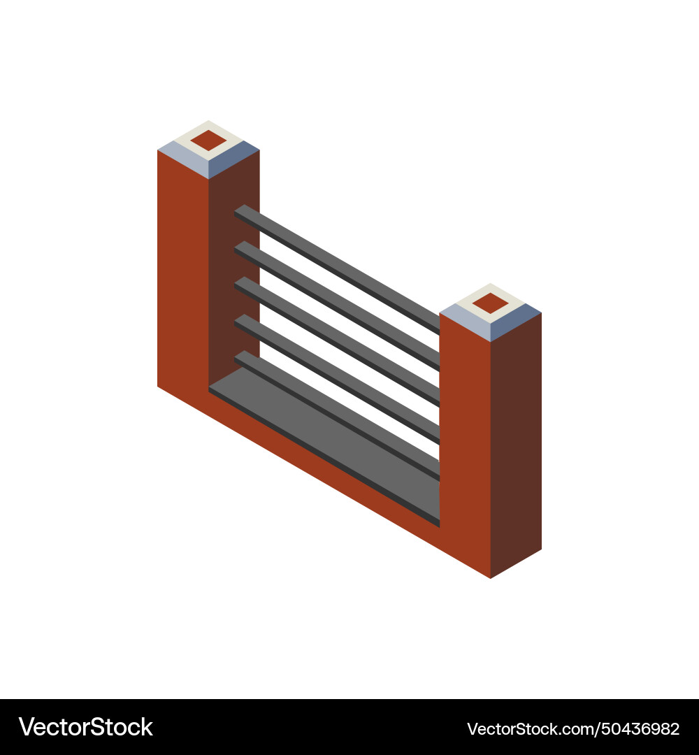 Isometric fence concept design isolated Royalty Free Vector