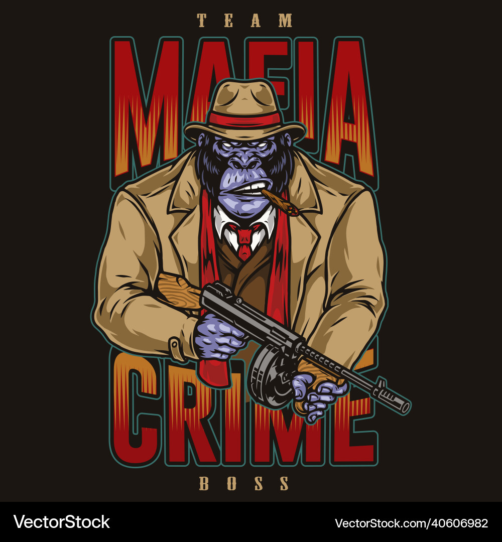 Mafioso Gorilla Logo Royalty Free Vector Image