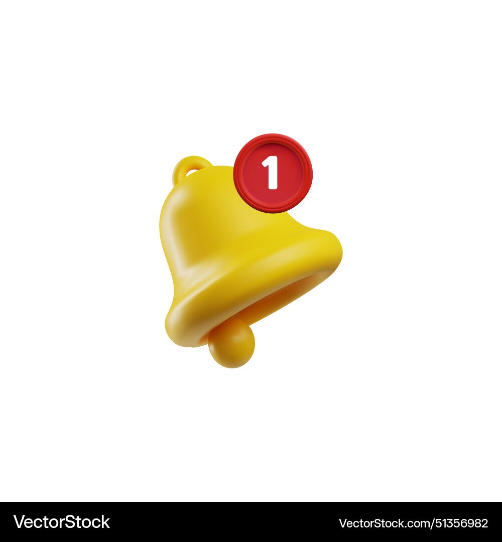New message alert 3d bell icon Royalty Free Vector Image