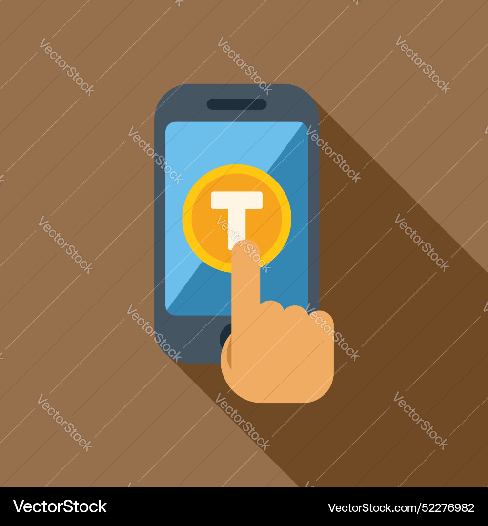 Person using smartphone for online transaction Vector Image