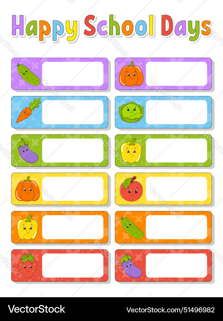 School name label bright stickers rectangular Vector Image