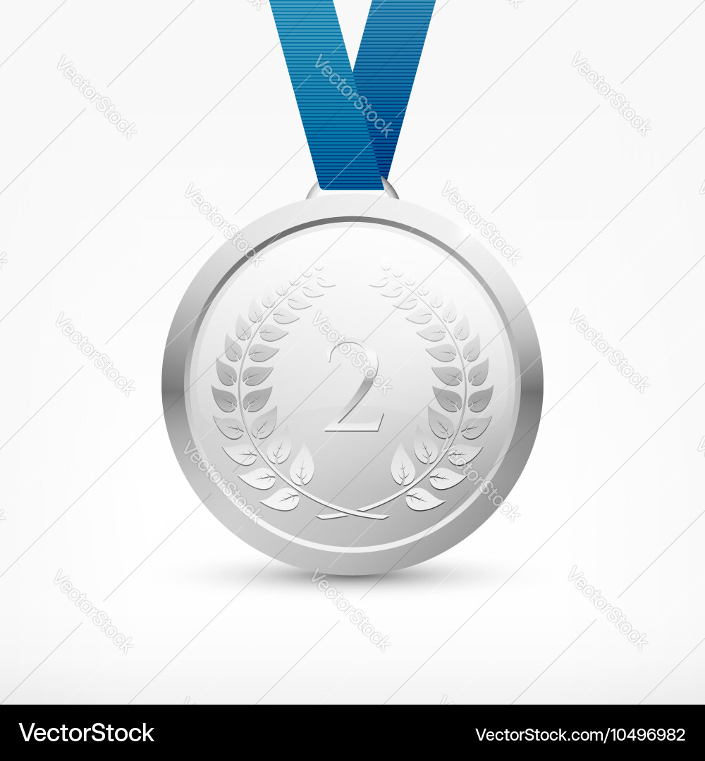 Silver Medal with Ribbon Royalty Free Vector Image