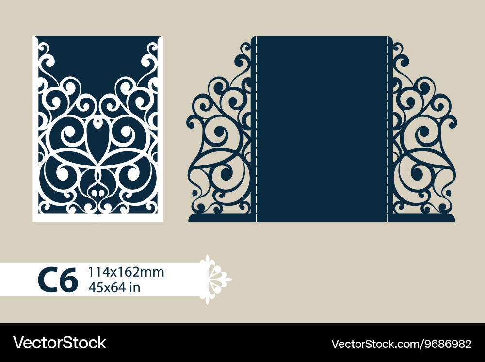 Template greeting card with openwork pattern Vector Image