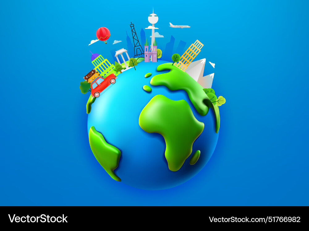 World travel concept with different sights Vector Image