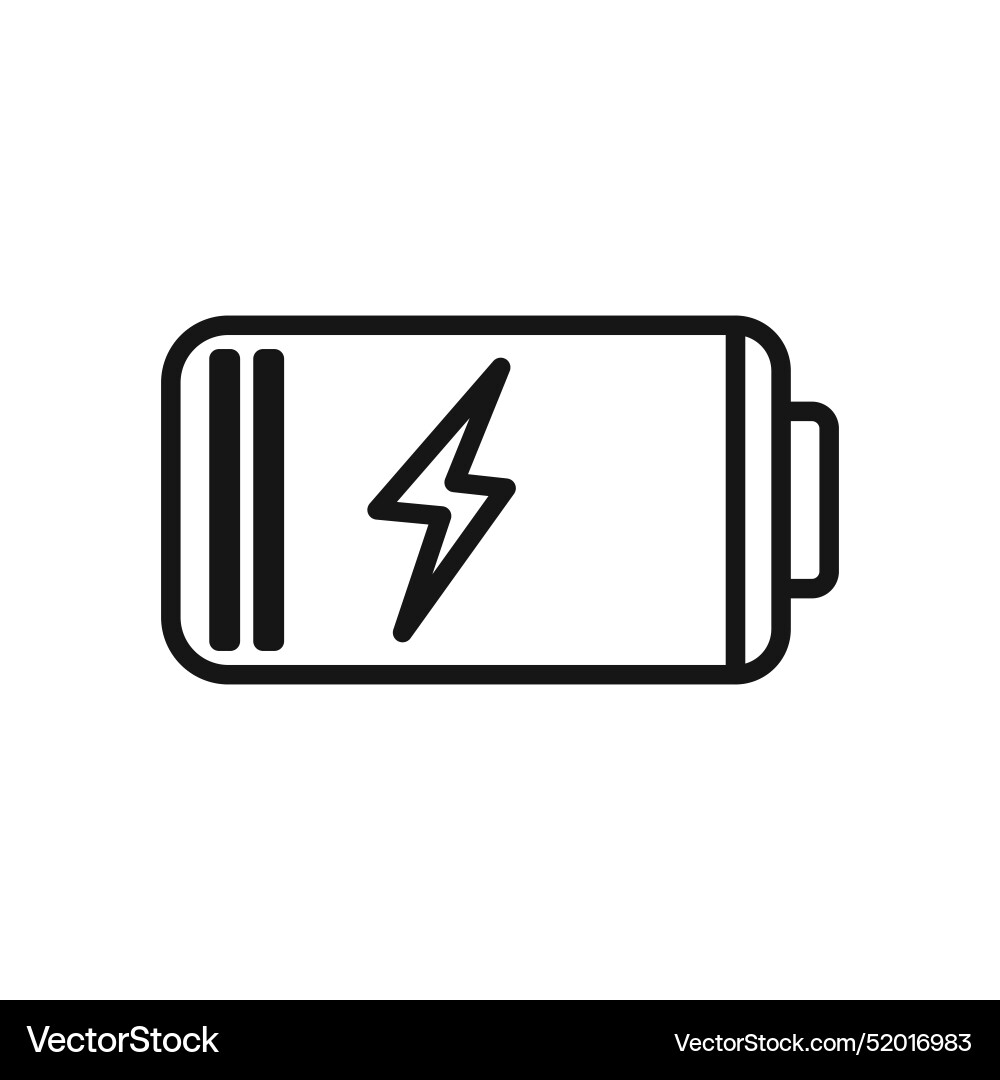 Battery charging icon black line art Royalty Free Vector