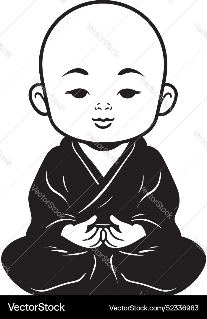 Chibi zen zephyr black kid buddha enlightened Vector Image