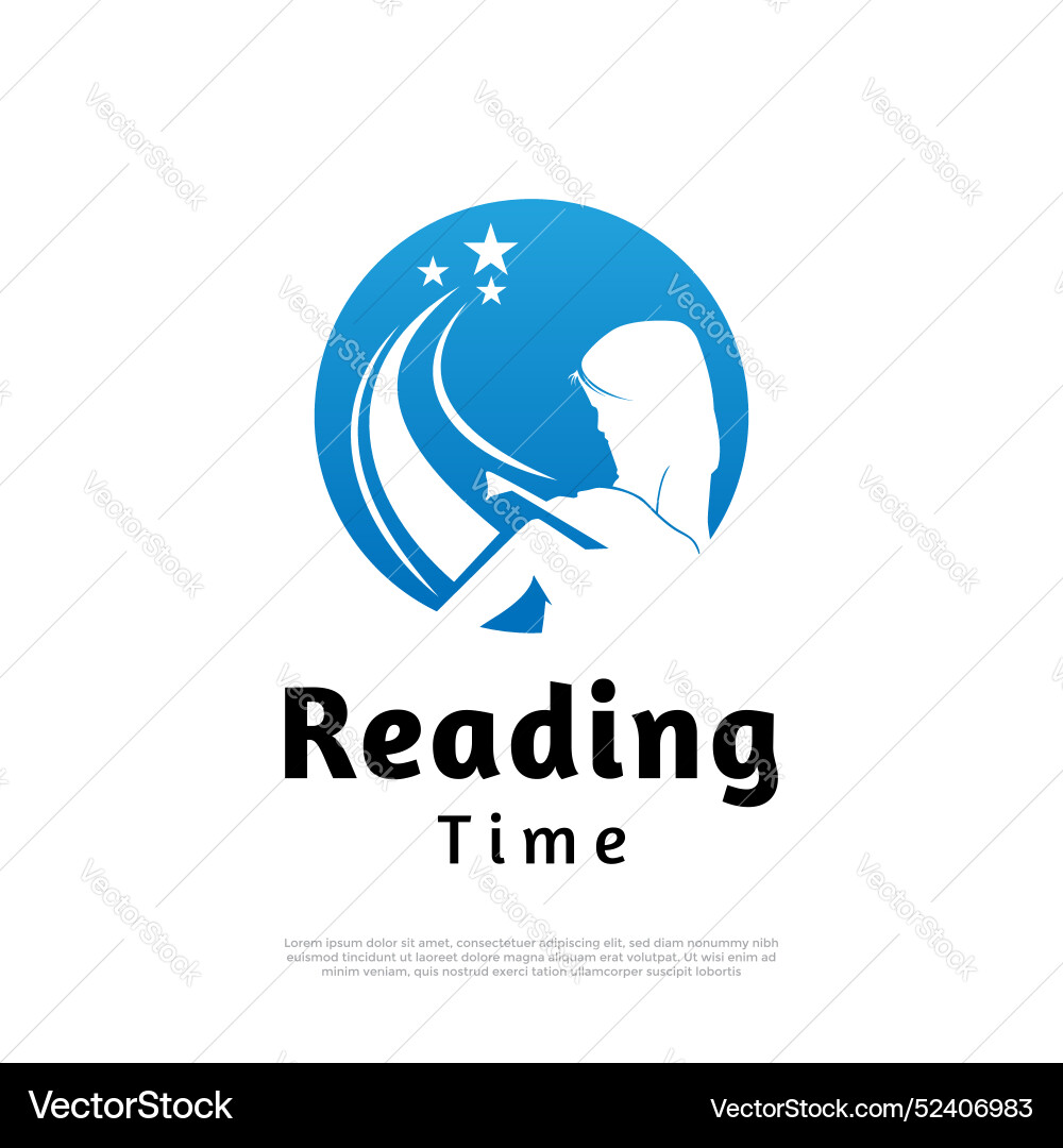 Happy children reading book logo design Royalty Free Vector