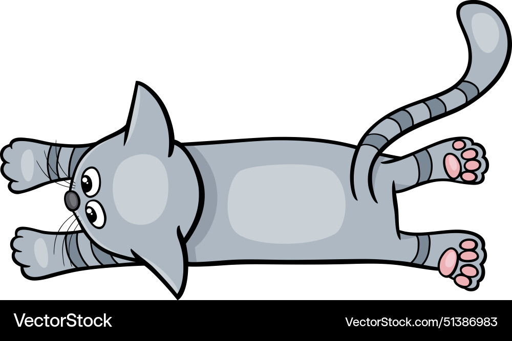 Lying cartoon cat or kitten comic animal character
