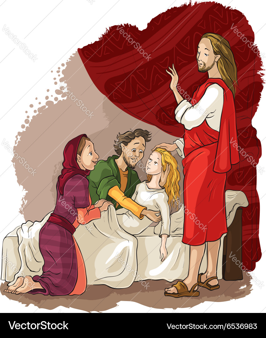Miracles of jesus raising jairus daughter Vector Image