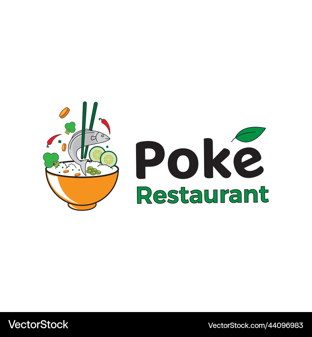 Poke bowl restaurant logo 02 Royalty Free Vector Image
