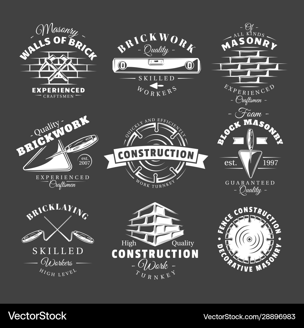 Set vintage construction labels Royalty Free Vector Image