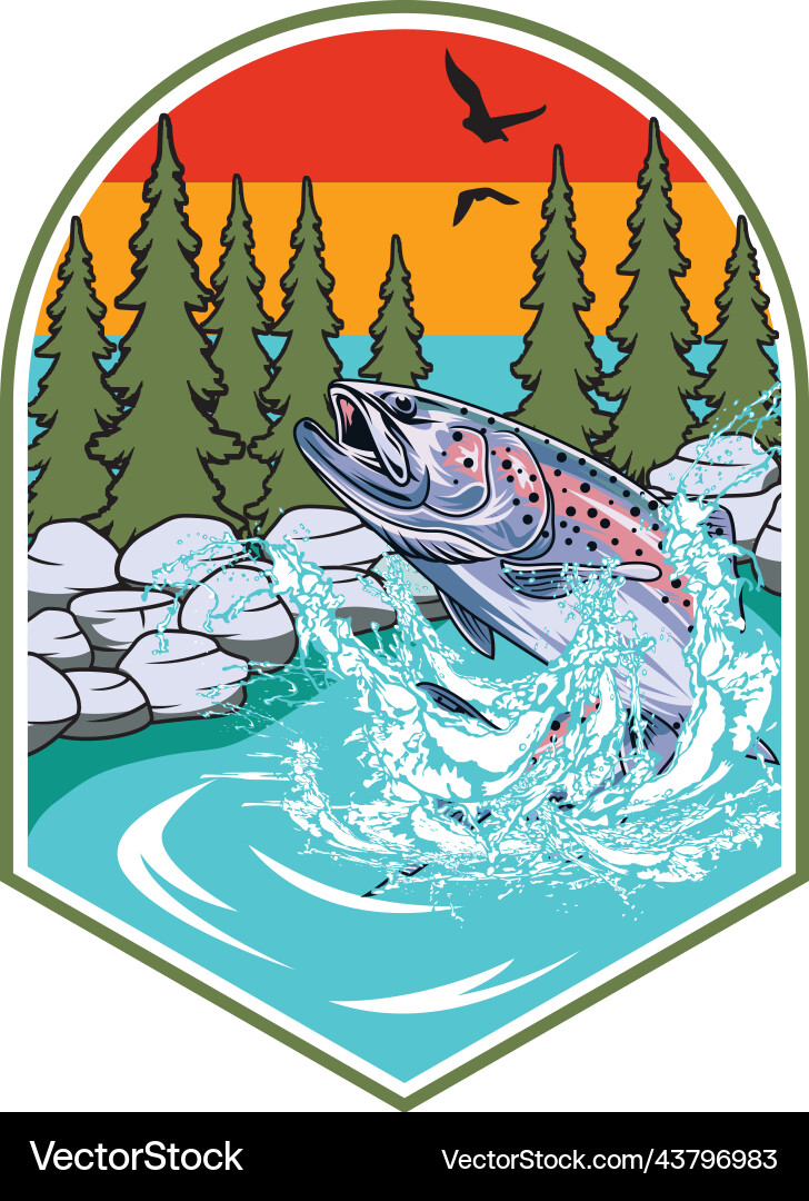 Trout fishing template Royalty Free Vector Image