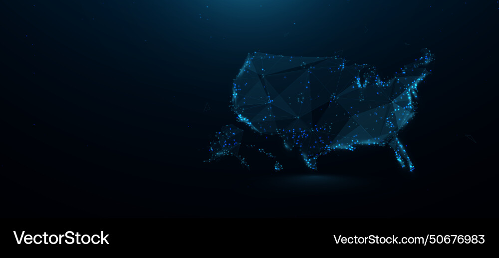 Usa map with lines and triangles point connecting Vector Image