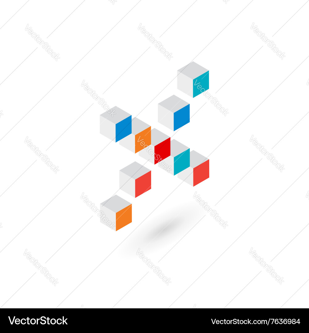 3d cube letter x number 10 logo icon design Vector Image