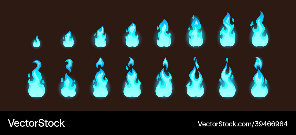 Burning blue fire for 2d animation or video game Vector Image