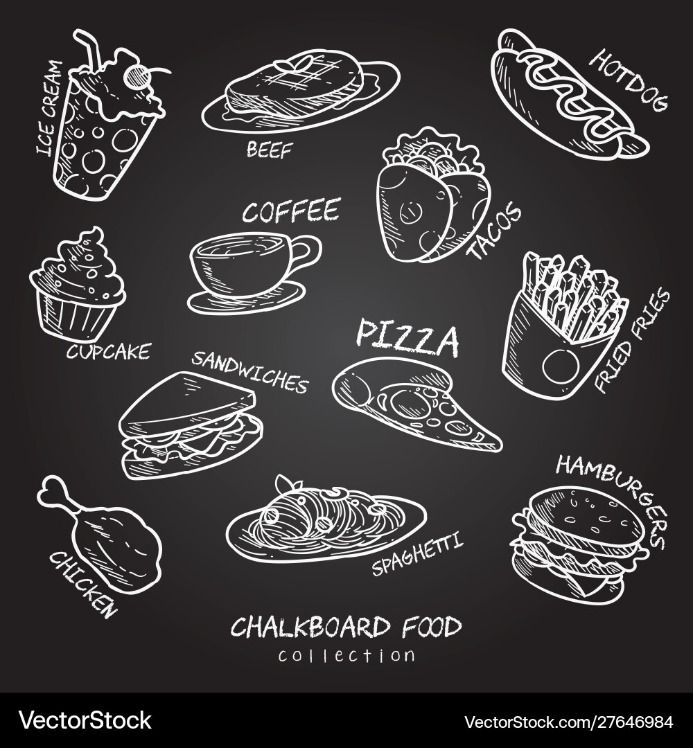 Chalk food board design Royalty Free Vector Image