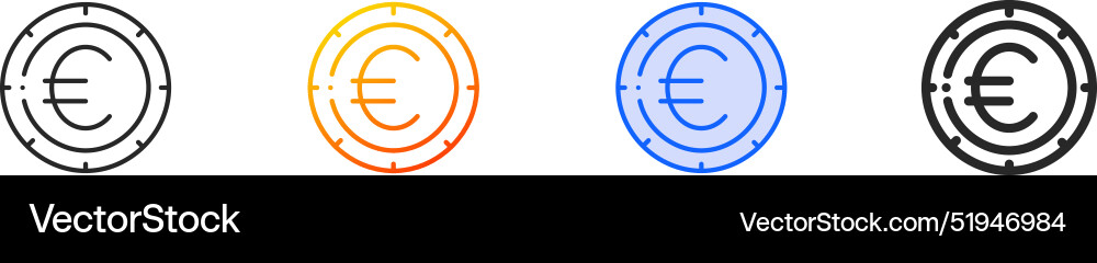 Euro iconthin linear gradient blue stroke Vector Image