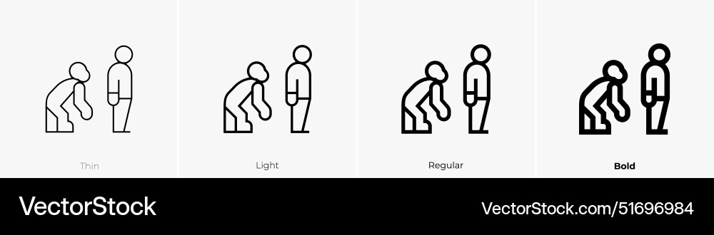 Human evolution icon thin light regular and bold Vector Image