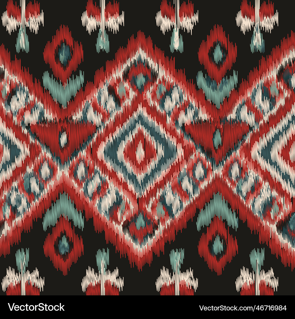 Ikat Fabric Pattern - Colorful Ethnic Royalty Free Vector