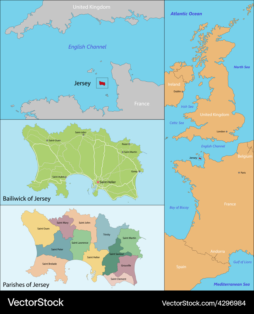 Jersey map Royalty Free Vector Image - VectorStock