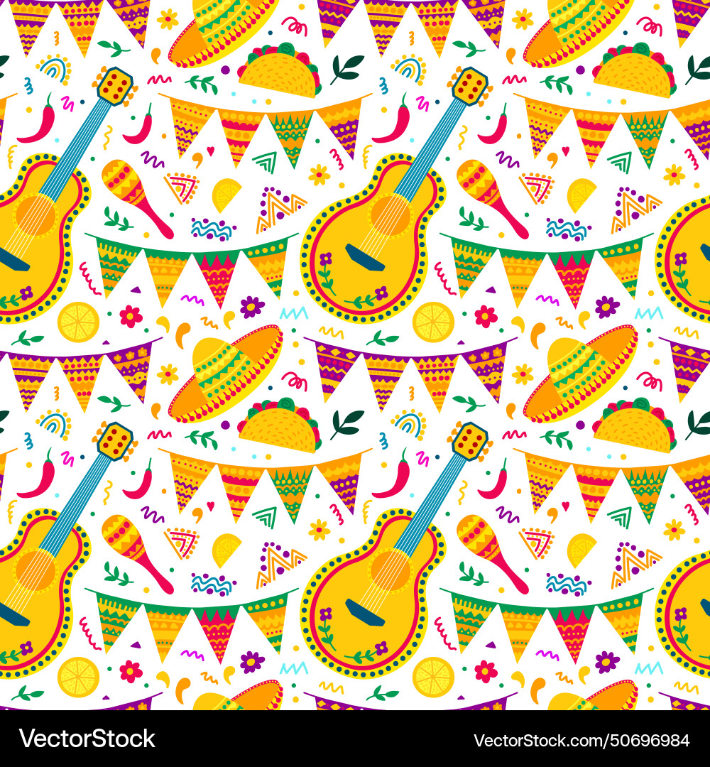 Mexican elements seamless pattern Royalty Free Vector Image