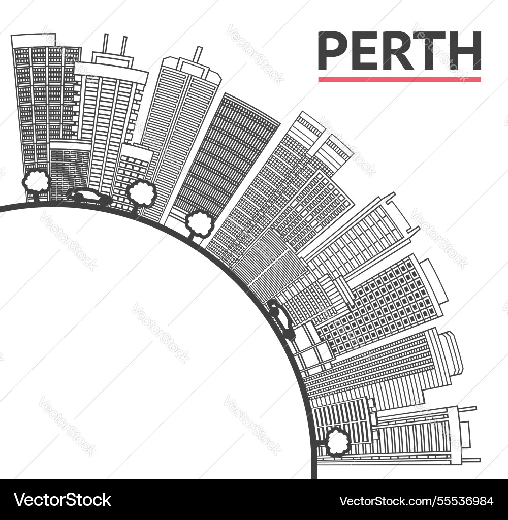 Outline perth australia city skyline with modern Vector Image
