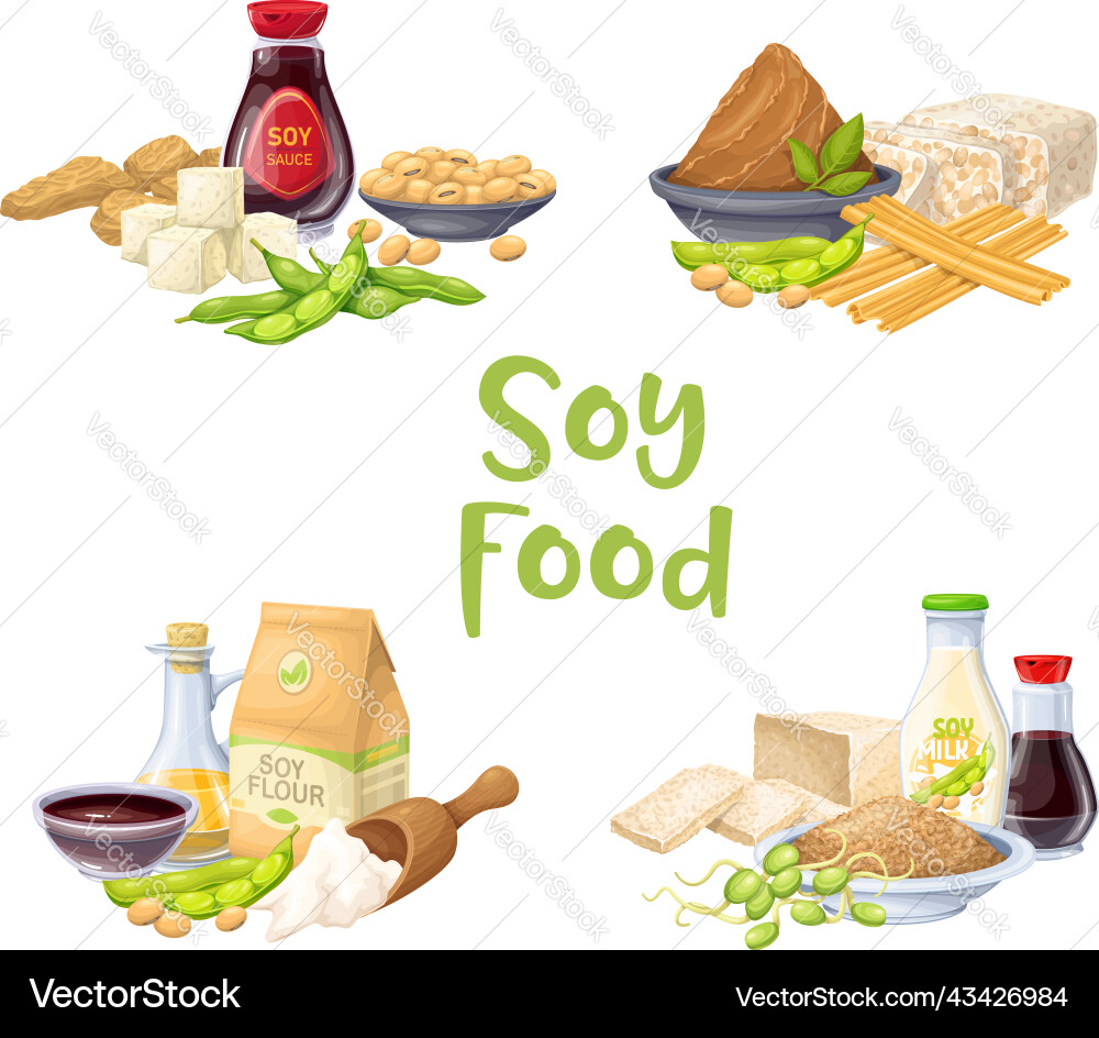 Soy food banners Royalty Free Vector Image - VectorStock