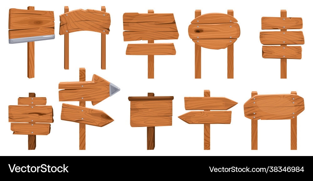 Wood sign boards set Royalty Free Vector Image