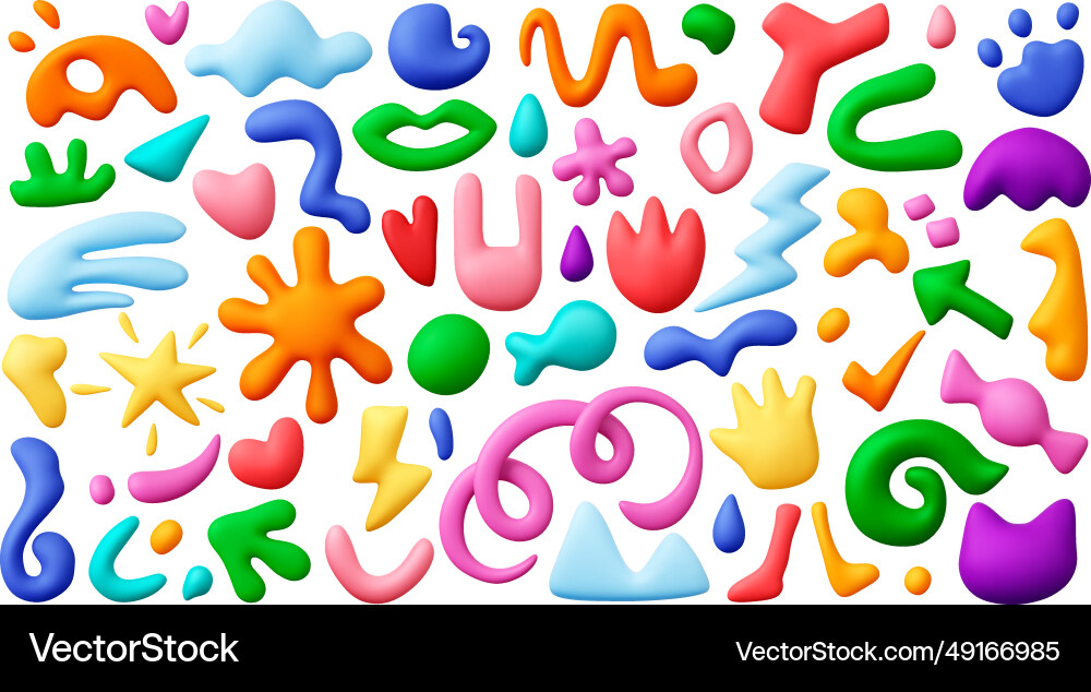 3D Plasticine Shapes - Liquid Forms Royalty Free Vector