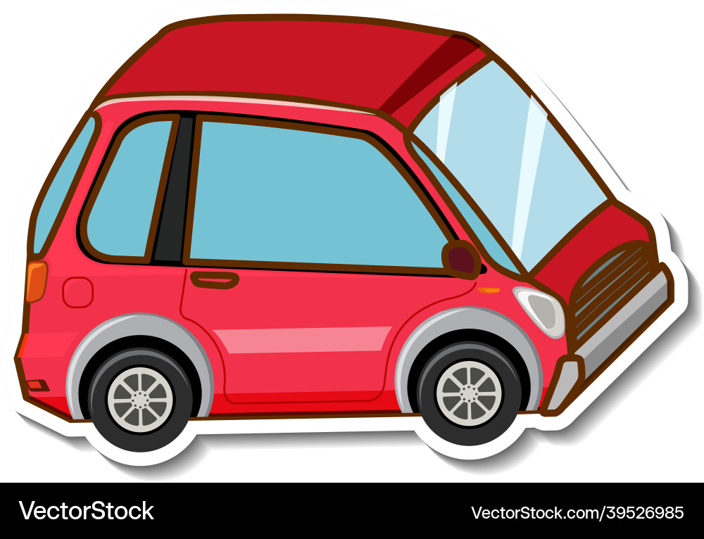 A sticker template with mini car in cartoon style Vector Image