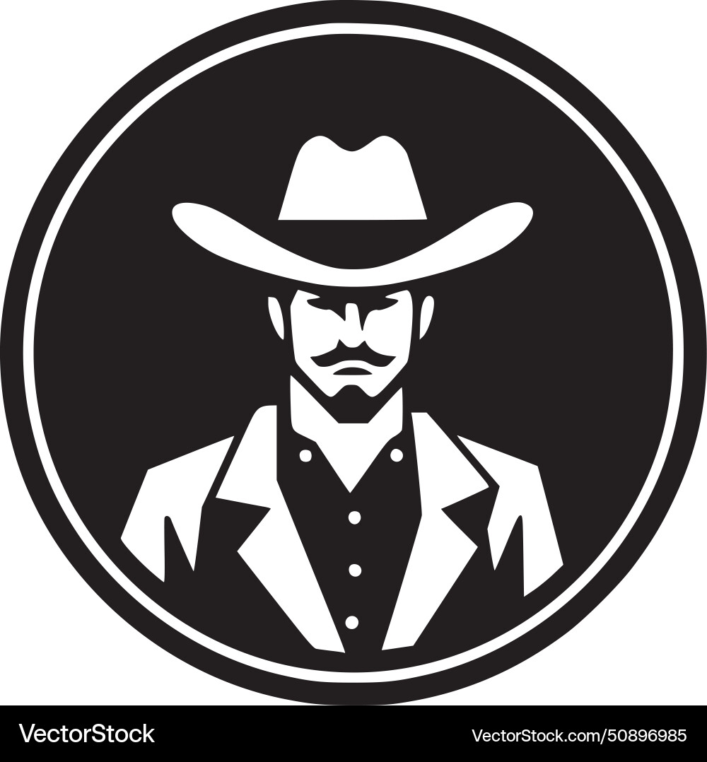 Cowboy - minimalist and flat logo Royalty Free Vector Image